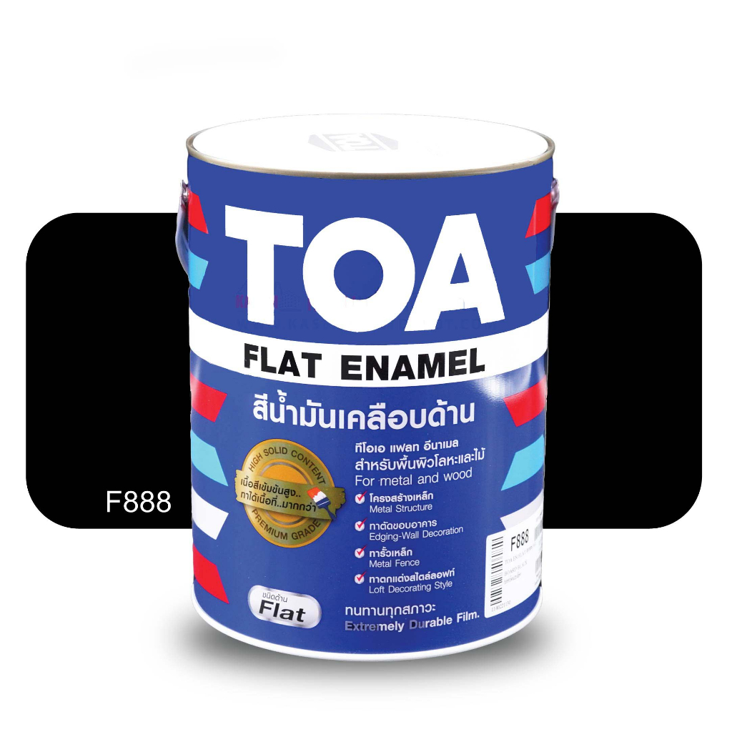 TOA Flat Enamel F888 Flat Black สีน้ำมันทีโอเอ สีดำด้าน (สีเคลือบด้าน ...