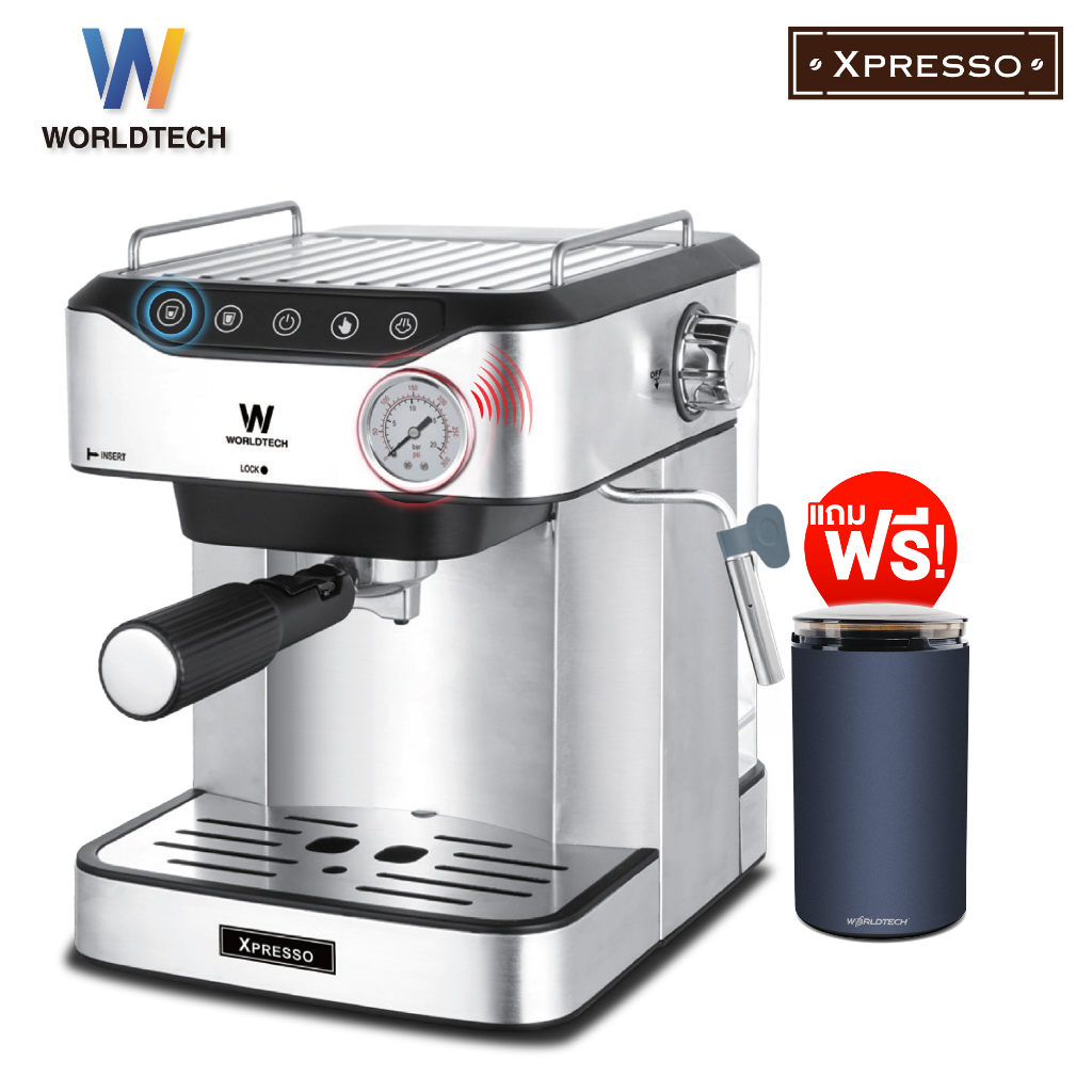 (ใช้โค้ดลดเพิ่ม) Worldtech เครื่องชงกาแฟอัตโนมัติ หน้าจอสัมผัส รุ่น WT ...