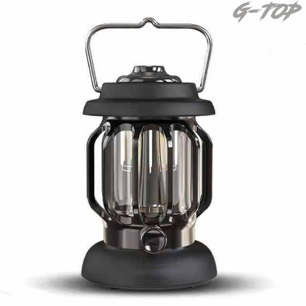 ตะเกียงแคมป์ปิ้ง ย้อนยุค ตะเกียงไฟฟ้า LED โคมไฟกลางแจ้ง โคมไฟชาร์จตรง ...