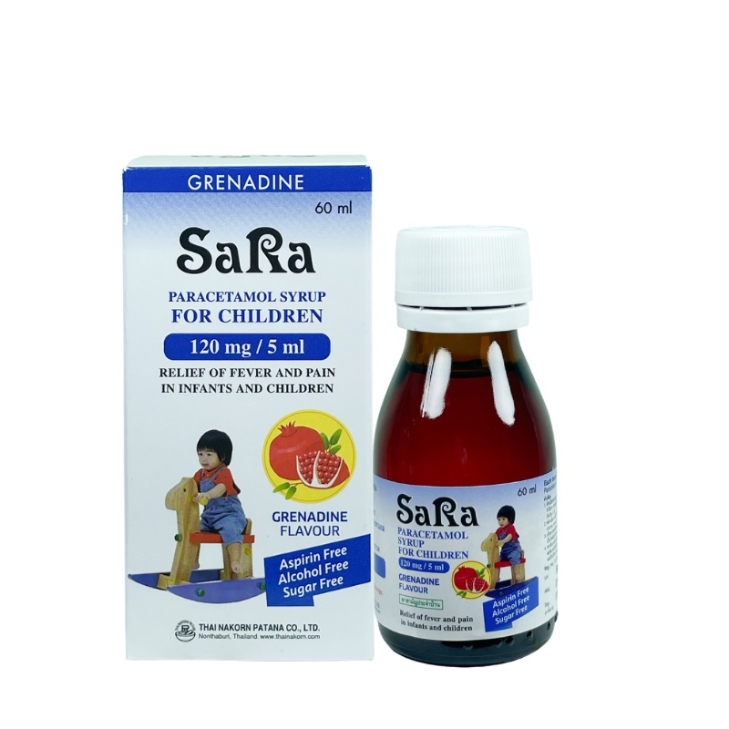 Sara Strawberry Syrup ซาร่า น้ำ 120 mg/5 ml รส สตรอเบอร์รี่ / มิกซ์ ...