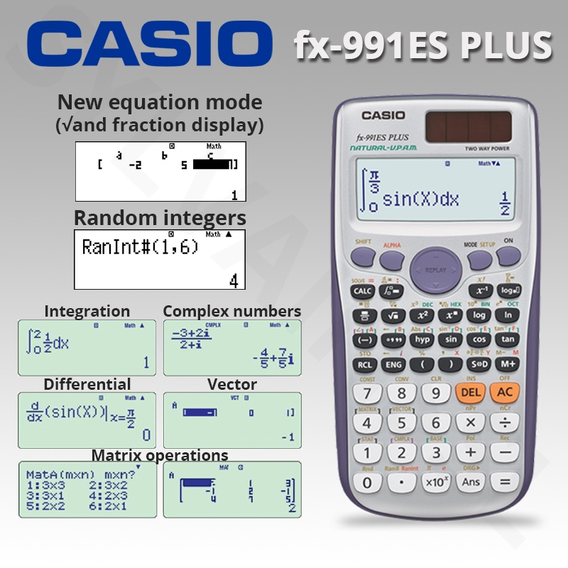 Casio FX-991ES PLUS เครื่องคิดเลขวิทยาศาสตร์คาสิโอ คาสิโอ เครื่องคิดเลข | Shopee Thailand