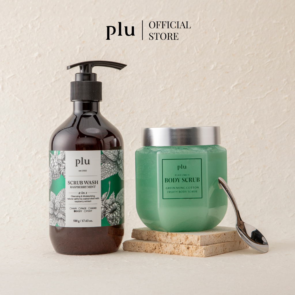[PLU DUO SET] PLU PERFUMED FRUITY BODY SCRUB 500G + PLU SCRUB WASH 500G ...