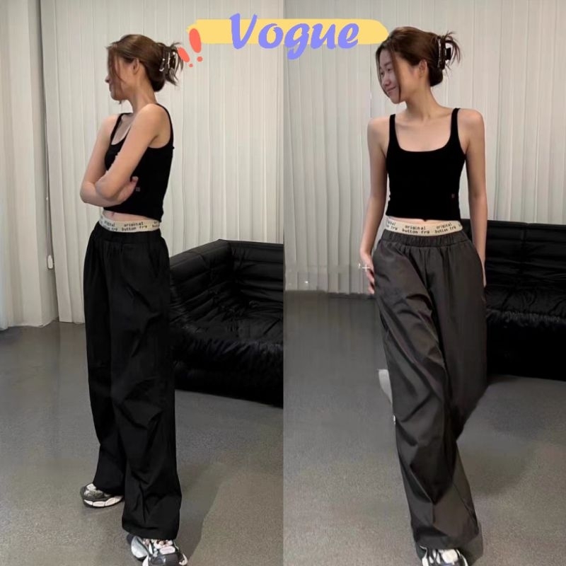 Vogue🌟พร้อมส่ง🌟 กางเกงขายาว ดีเทลเอวยืดลายตัวอักษร 3สี SML (2397) -NZ ...