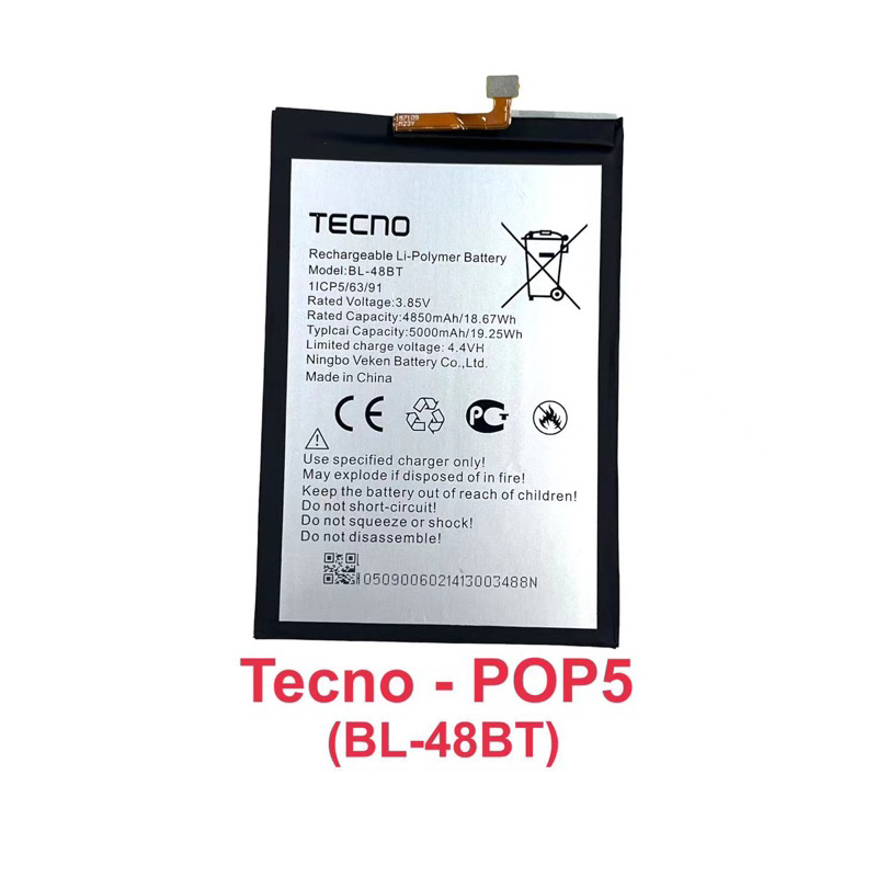 แบตTecno POP4，pop5,spark5air,spark6air แบตTecno BL-49FT, BL-58BT ...