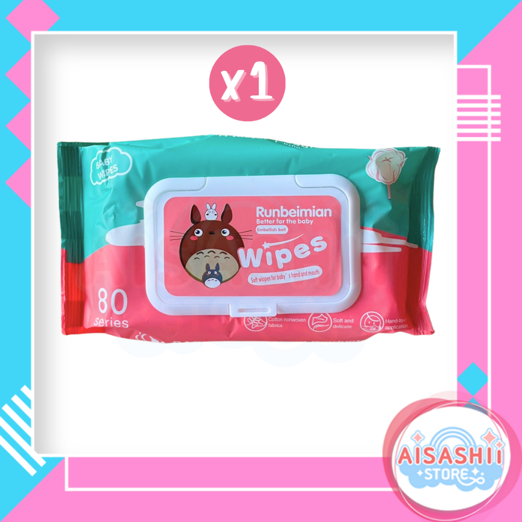 ทิชชู่เปียก Wipes (1 ห่อ) สูตรน้ำบริสุทธิ์ Runbeimian เช็ดทำความสะอาด ...