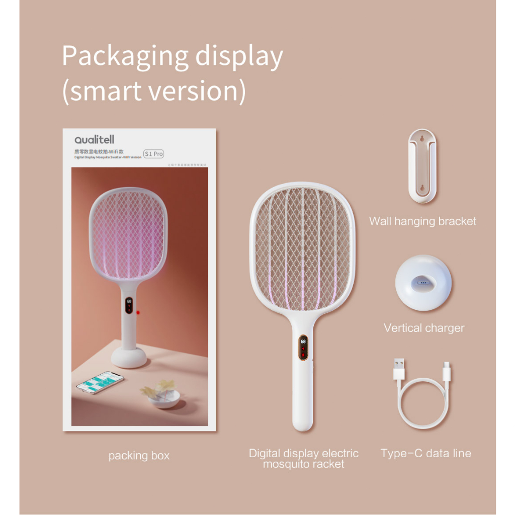 Qualitell Xiaomi ไม้ตียุงไฟฟ้า ไม้ตียุง เครื่องดักยุง พร้อมจอแสดงผล ...