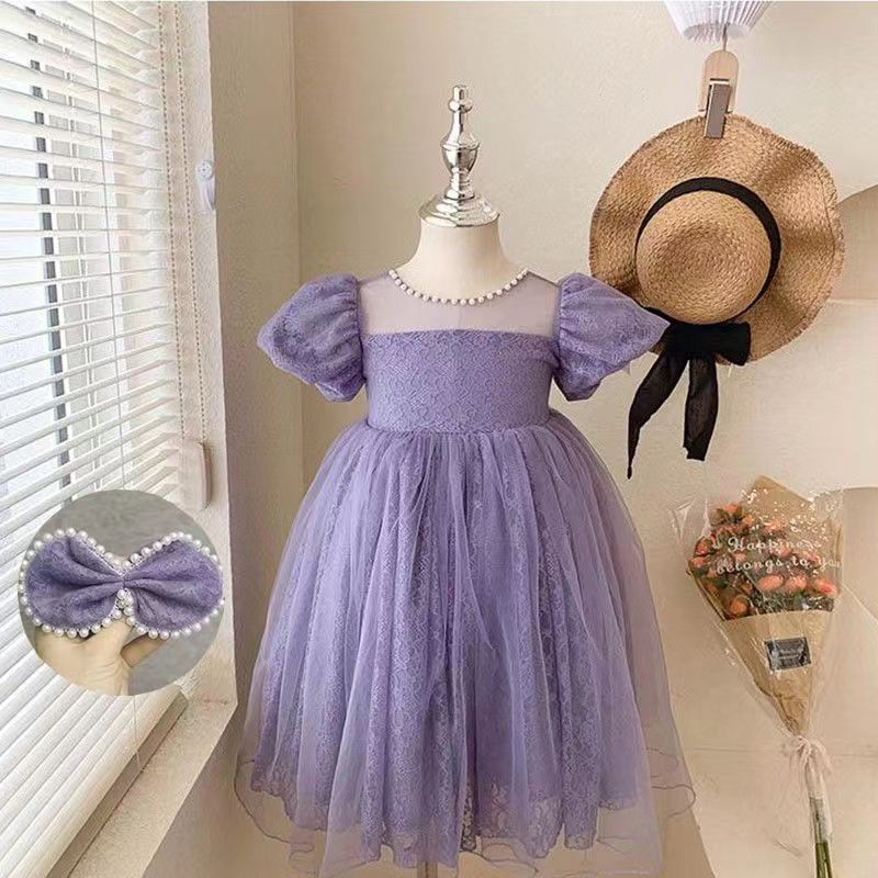 PRINCESS KESLI ชุดเดรสเด็กผู้หญิง เดรสเจ้าหญิงลายดอกไม้สีชมพู เสื้อผ้า ...
