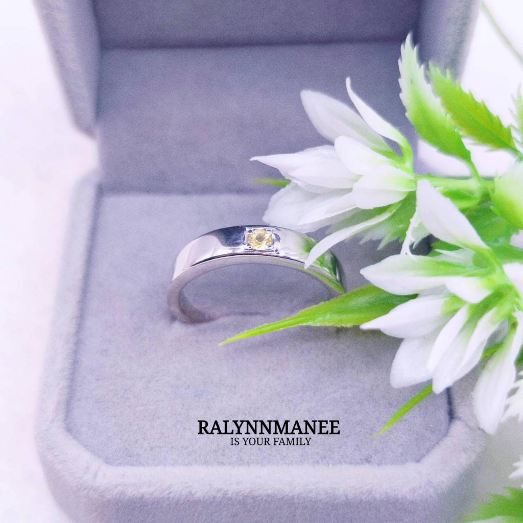A6448 แหวนชายพลอยบุษราคัมแท้ ( Yellow sapphire ) ตัวเรือนเงินแท้ 925 ...