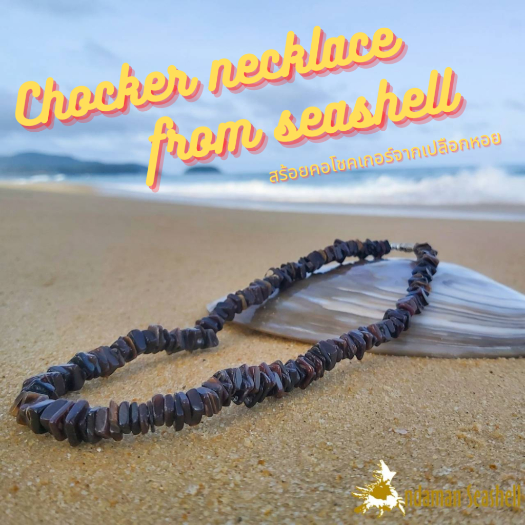 Andaman seashell สร้อยคอโชคเกอร์จากเปลือกหอย 1-1 สีน้ำตาล | Shopee Thailand