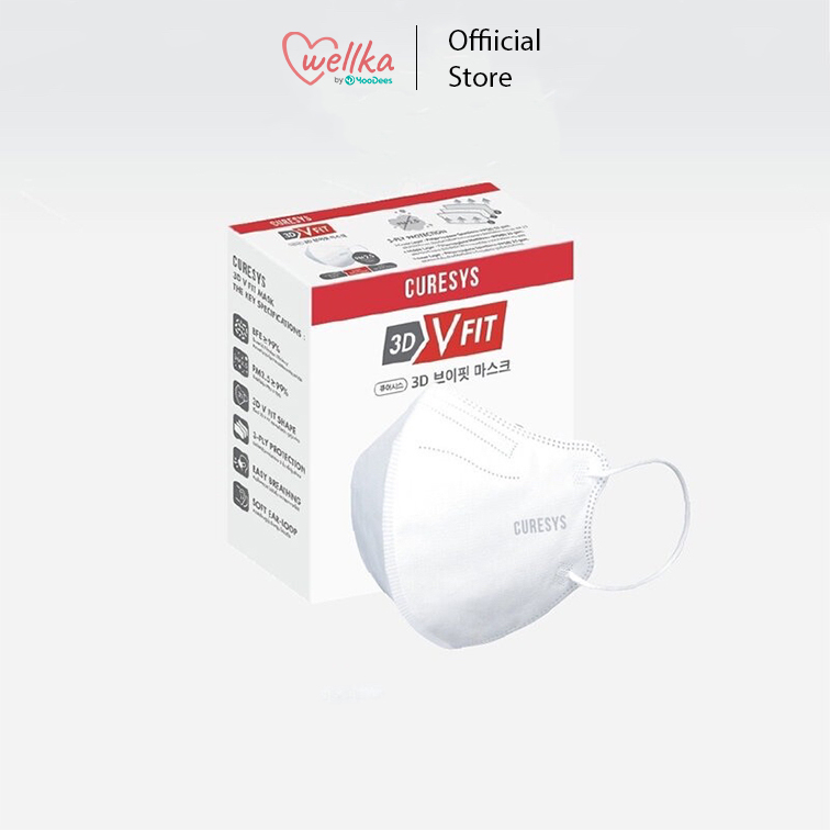 CURESYS 3D V Fit Mask เคียวร์ซิส หน้ากากอนามัยทรง V-Fit สีขาว 1กล่อง/20 ...