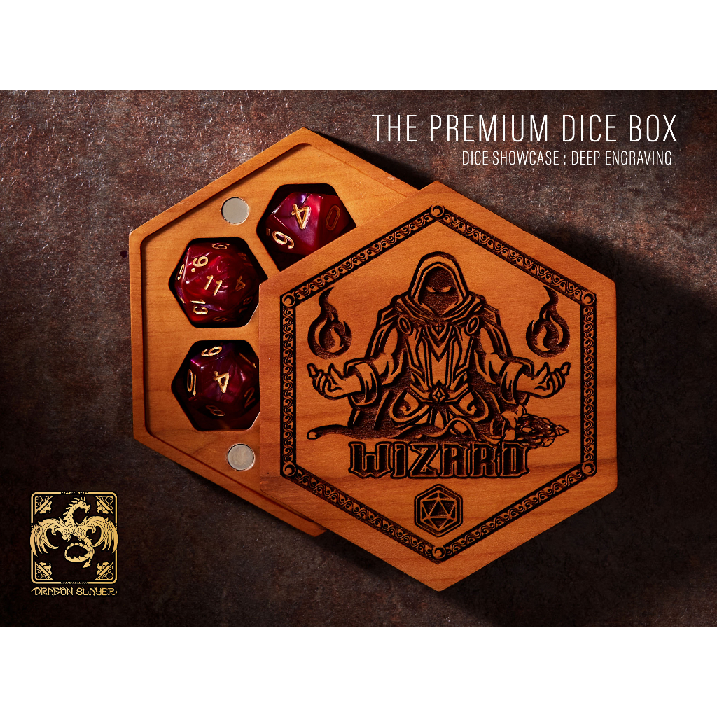 The Wizard Dice Box CHERRY WOOD | Premium DnD Dice Box | D&D DiceBox ...