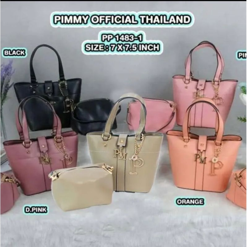 กระเป๋าสะพายข้าง กระเป๋าถือ (เซ็ต 2 ใบ) แบรนด์ PIMMY(พิมมี่) PP1483-1# | Shopee Thailand