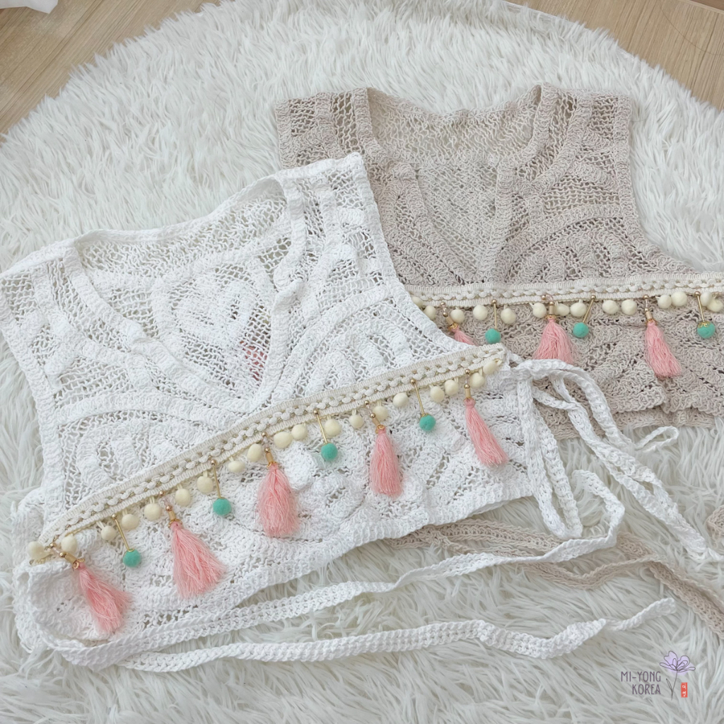 Miyong เสื้อถัก โครเชต์ ผูกข้าง ฟีลมาตาลดา ไปทะเล | Shopee Thailand