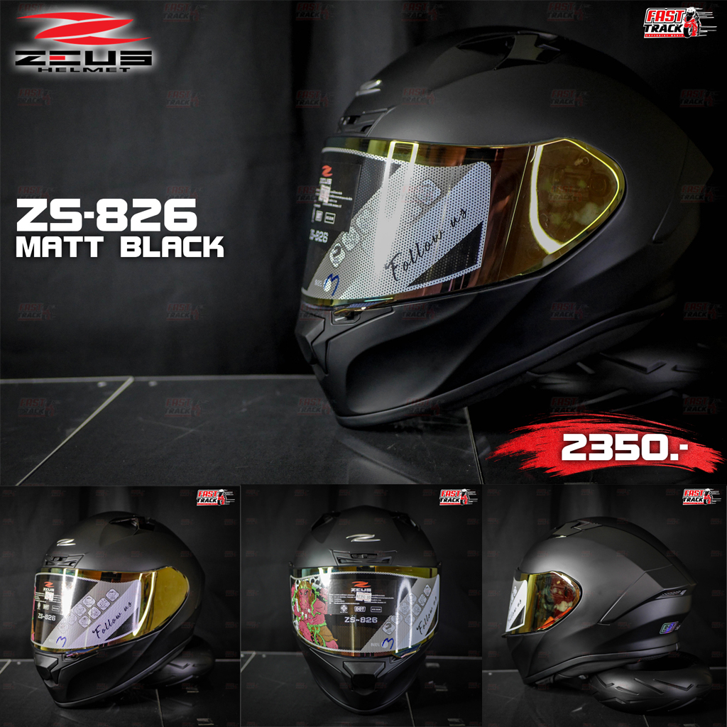 ZEUS HELMET หมวกกันน็อคเต็มใบ รุ่น ZS-826 เเถมฟรีชิลด์ปรอท | Shopee Thailand