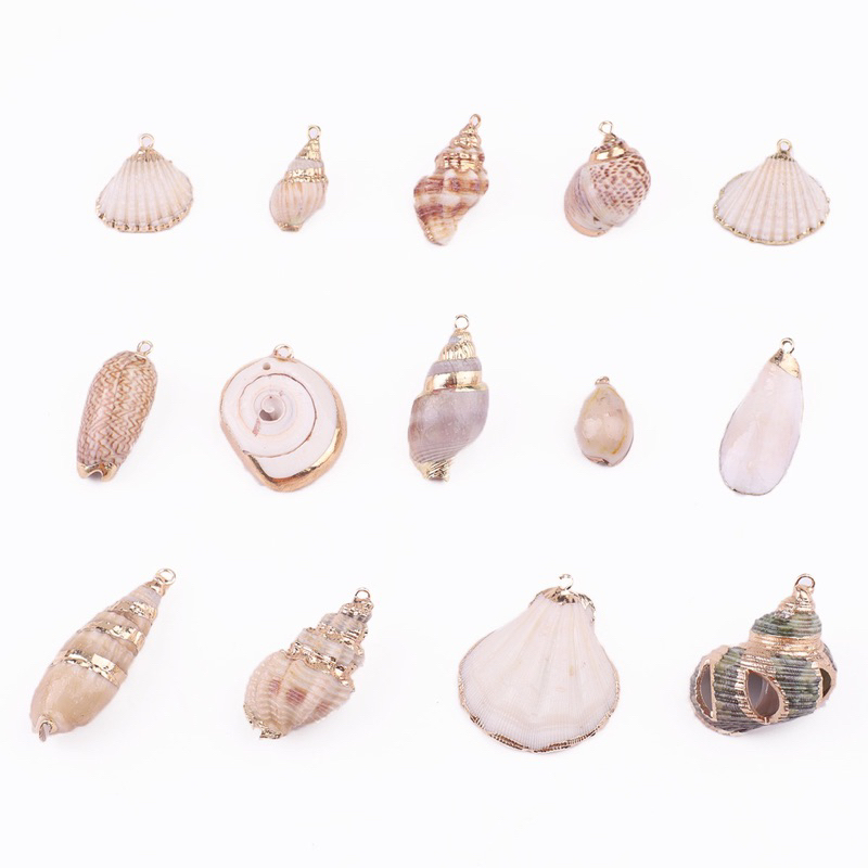 จี้เปลือกหอยสังข์ธรรมชาติ จี้หอยชุบทอง seashells pendant gold plated ...