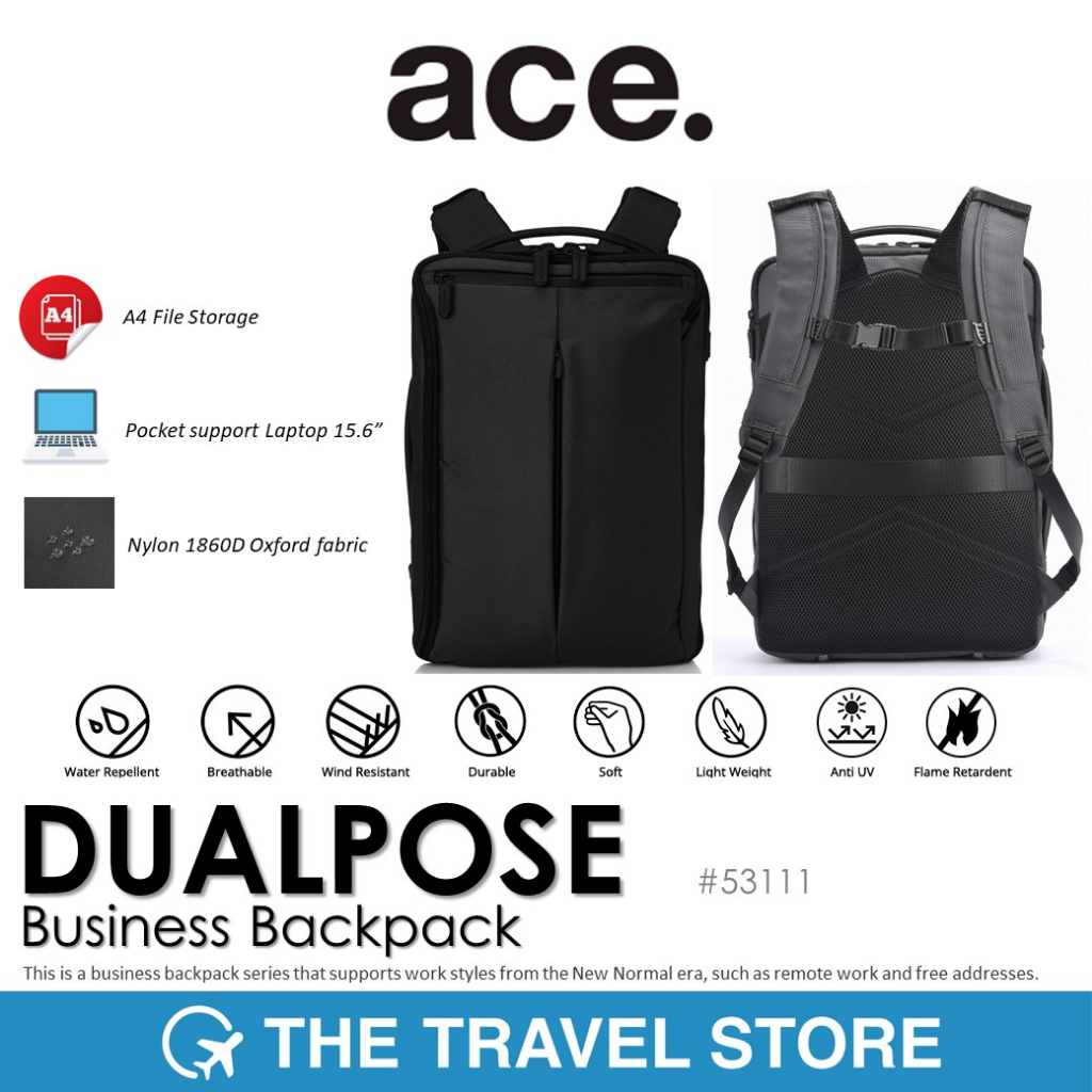 ace. DUALPOSE Business Backpack - Black 5311101 | Shopee Thailand