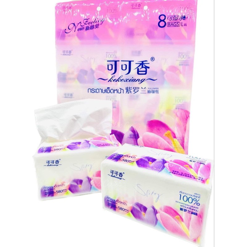 กระดาษทิชชู่Ke Ke Xiang หนา 4 ชั้น 1 แพ็คมี 8 ห่อ | Shopee Thailand