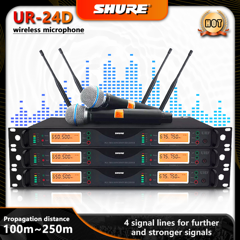 SHURE UR24D ไมโครโฟนไร้สาย คลื่นลูกใหม่ 2 มือถือ ระยะรับ UHF FM 200M ...