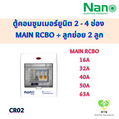 NANO PLUS ตู้คอนซูมเมอร์ยูนิต แบบเกาะราง DIN เมนกันดูด + 2 ช่อง (ราคา ...