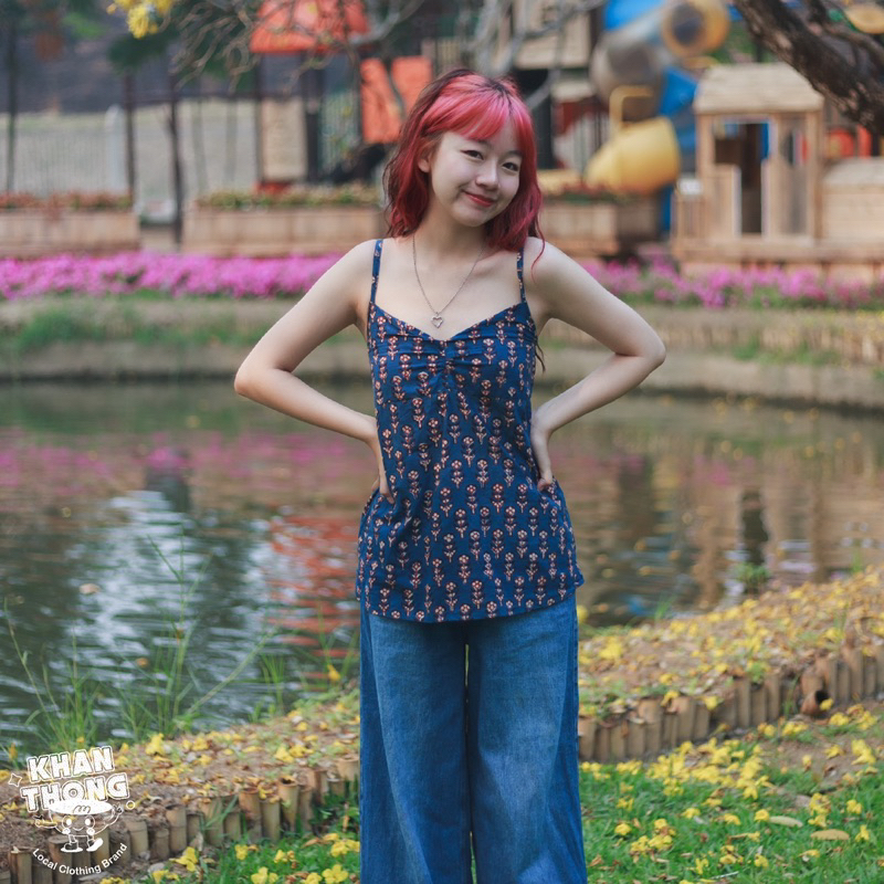 KHANTHONG - สายเดี่ยว ลายดอกไม้ วินเทจY2K ใส่สบาย | Shopee Thailand