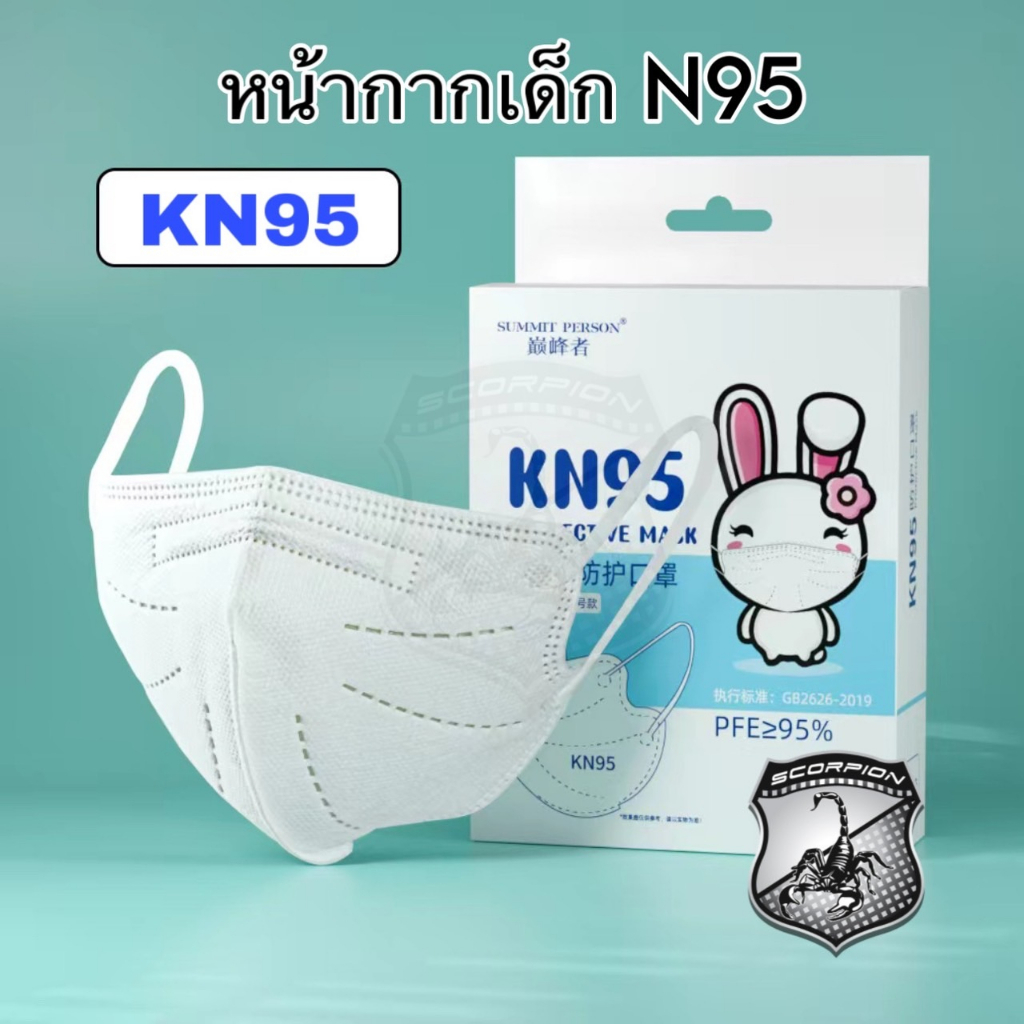 N95 (50ชิ้น) หน้ากากเด็ก หน้ากากอนามัยเด็ก หนา 5ชั้น กัน PM2.5 หน้ากาก แบบกล่องสีฟ้า (N05) 1 ...