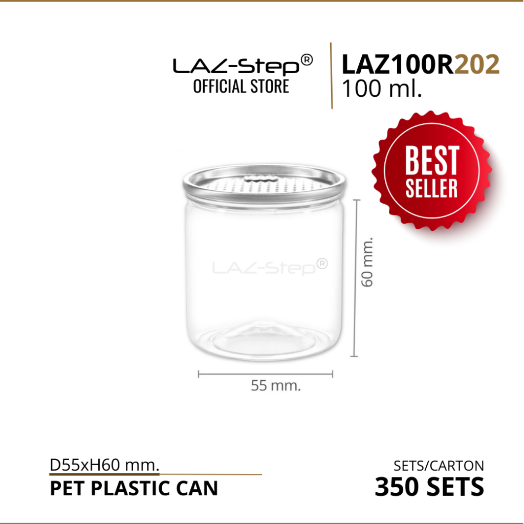 LAZ-Step กระป๋องพลาสติก PET ซีรี่ย์ 202 LAZ100R202 ขนาด 100 ml. ลังละ 360 ชุด | Shopee Thailand