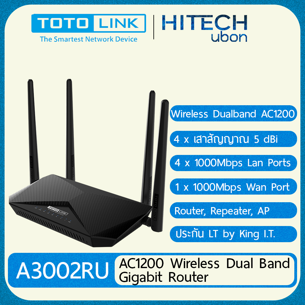 TotoLink A3002RU, AC1200 Wireless Dual Band Gigabit Router [HIETCH Ubon ...