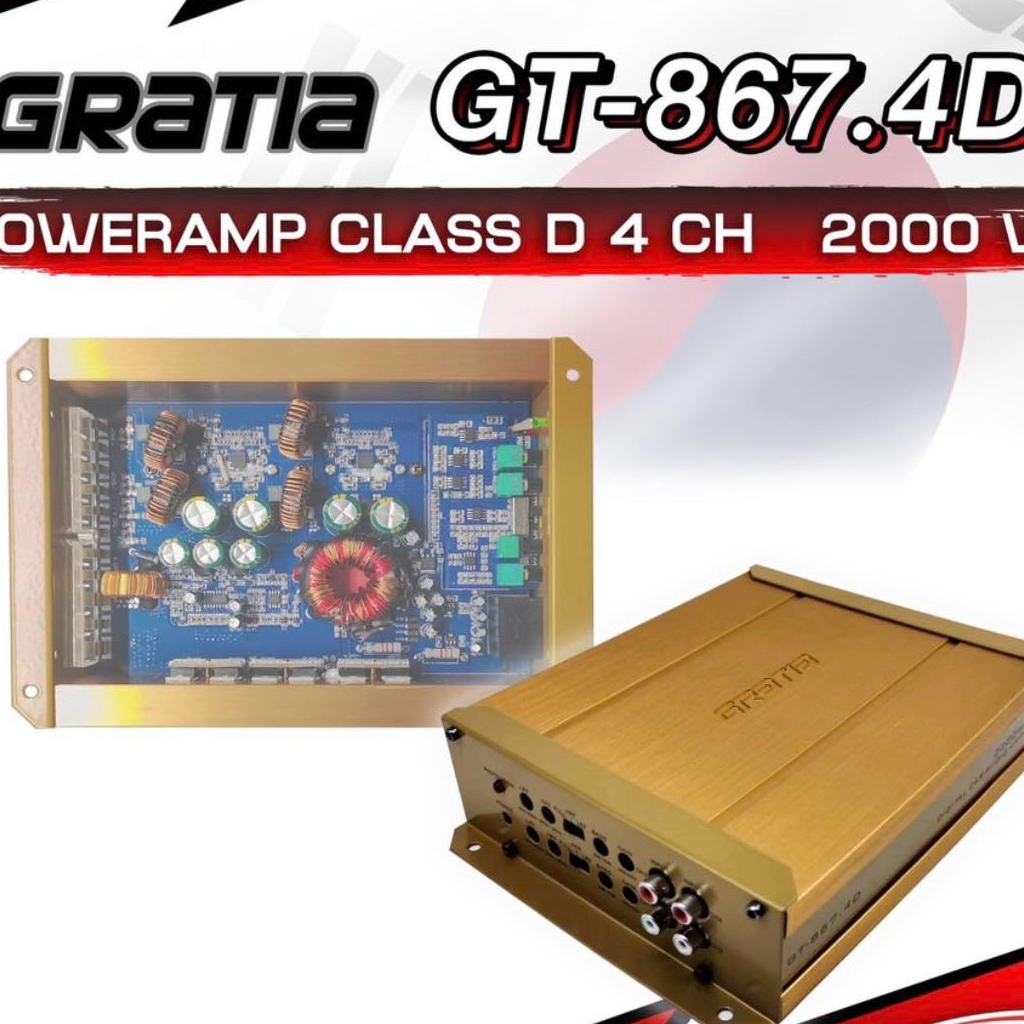 พาวเวอร์ขับเสียงกลางแหลม GRATIA รุ่น GT-867.4D เพาเวอร์แอมป์ คลาสดี Class D 4CH 2000watts.วัตต์ ...