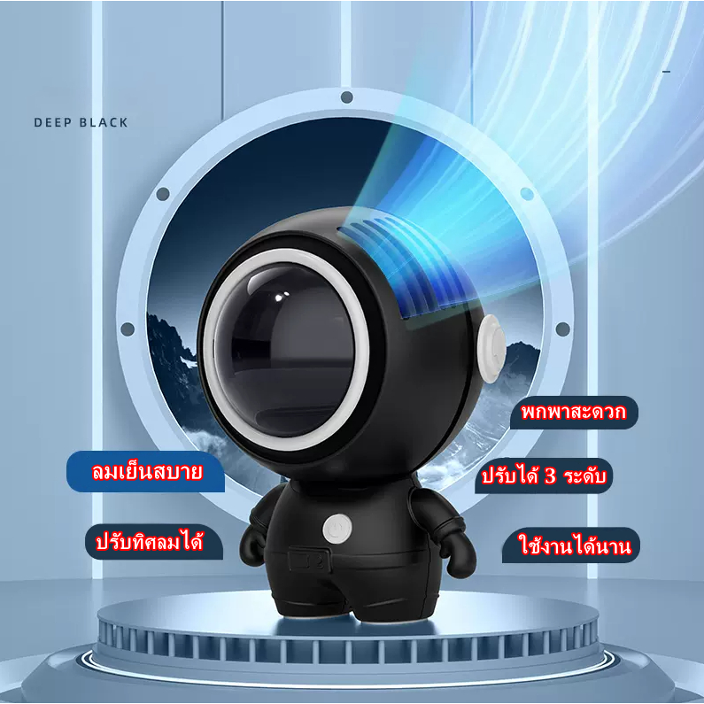 OKUMI_SHOP พัดลมพกพา ทรงนักบินอวากาศ พัดลมมือถือ พัดลมแบบแขวนคอ แถมฟรีสายชาร์จ USB | Shopee Thailand