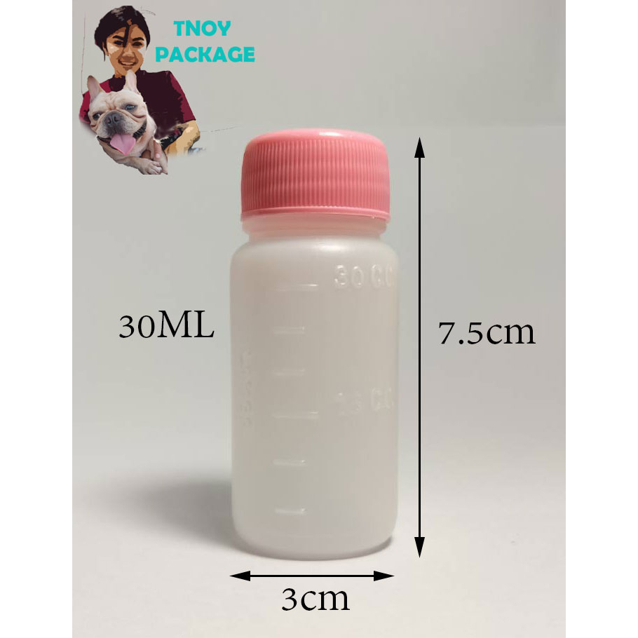 ขวด 30 มล. (100ใบ) ขวดพลาสติก 30cc ขวดพลาสติกขาวมีขีด 30ml + ฝาพลาสติก | Shopee Thailand