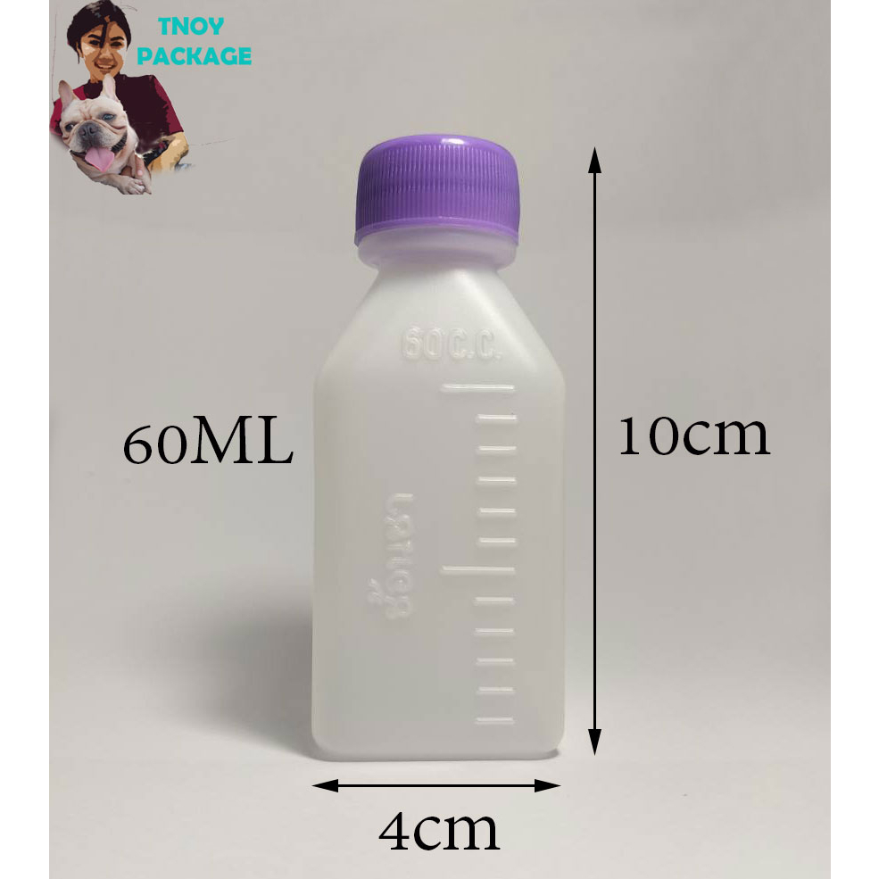 ขวด 60 มล. (100ใบ) ขวด 60cc ขวดพลาสติก แบนเหลี่ยม 60ml + ฝา | Shopee Thailand