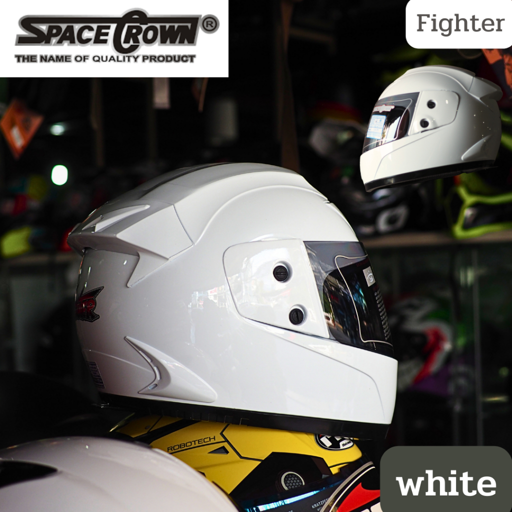 หมวกกันน็อคเต็มใบ SPACE CROWN Fighter (เต็มใบ,หุ้มคาง) มอก.แท้จากโรงงาน ...