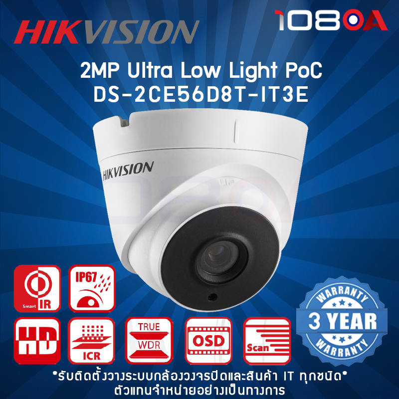 DS-2CE56D8T-IT3E Hikvision 2 MP Ultra Low Light PoC Fixed Turret Camera ...