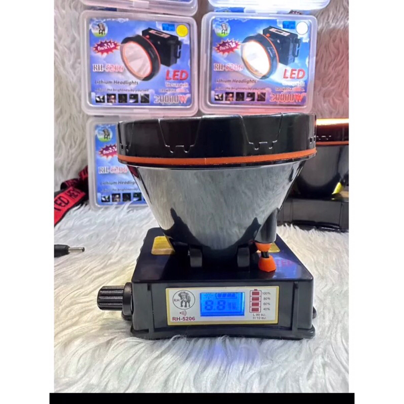 ไฟฉายคาดหัวตราช้างRH-5206 มีหน้าจอบอกชั่วโมงการทำงาน ไฟLED2000วัตต์ หมุนหรี่ | Shopee Thailand