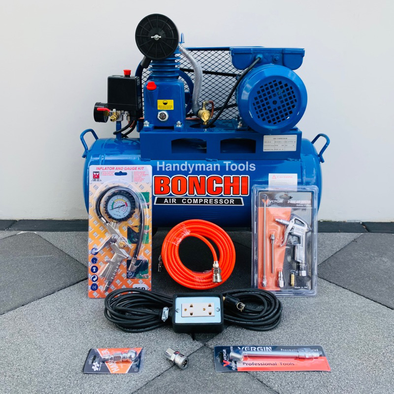 BONCHI ถังลม ปั๊มลม ปั๊มลมสายพาน ขนาด 40 ลิตร มอเตอร์ 1 แรงม้า +อุปกรณ์ ...
