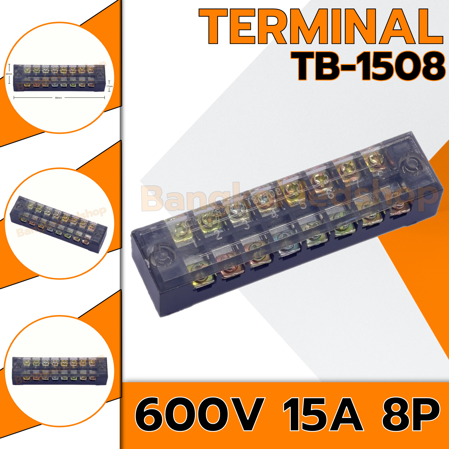 TERMINAL BLOCKS เทอร์มินอลบล็อก ต่อสาย 15A 600V รุ่น TB-1503-TB-1512 ขนาด 3P/4P/5P/6P/8P/10P/12P ...