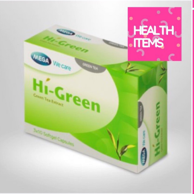 ((หมดอายุ 8/24)) Mega Hi-Green (ขนาด 30 เม็ด) เมก้า ไฮกรีน ชาเขียว ...