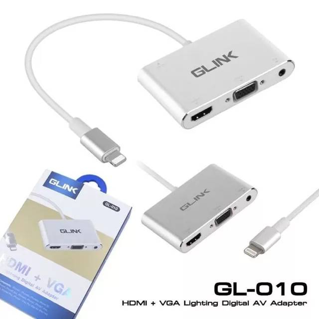 GLINK GL-010 Cable HDMI + VGA Lighting Digital AV Display ตัวแปลง GL010 ...