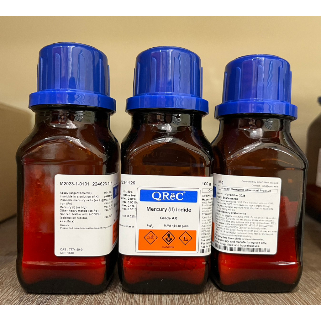 (M2023) Mercury (II) Iodide, AR Grade 100 กรัม ยี่ห้อ Qrec | Shopee ...