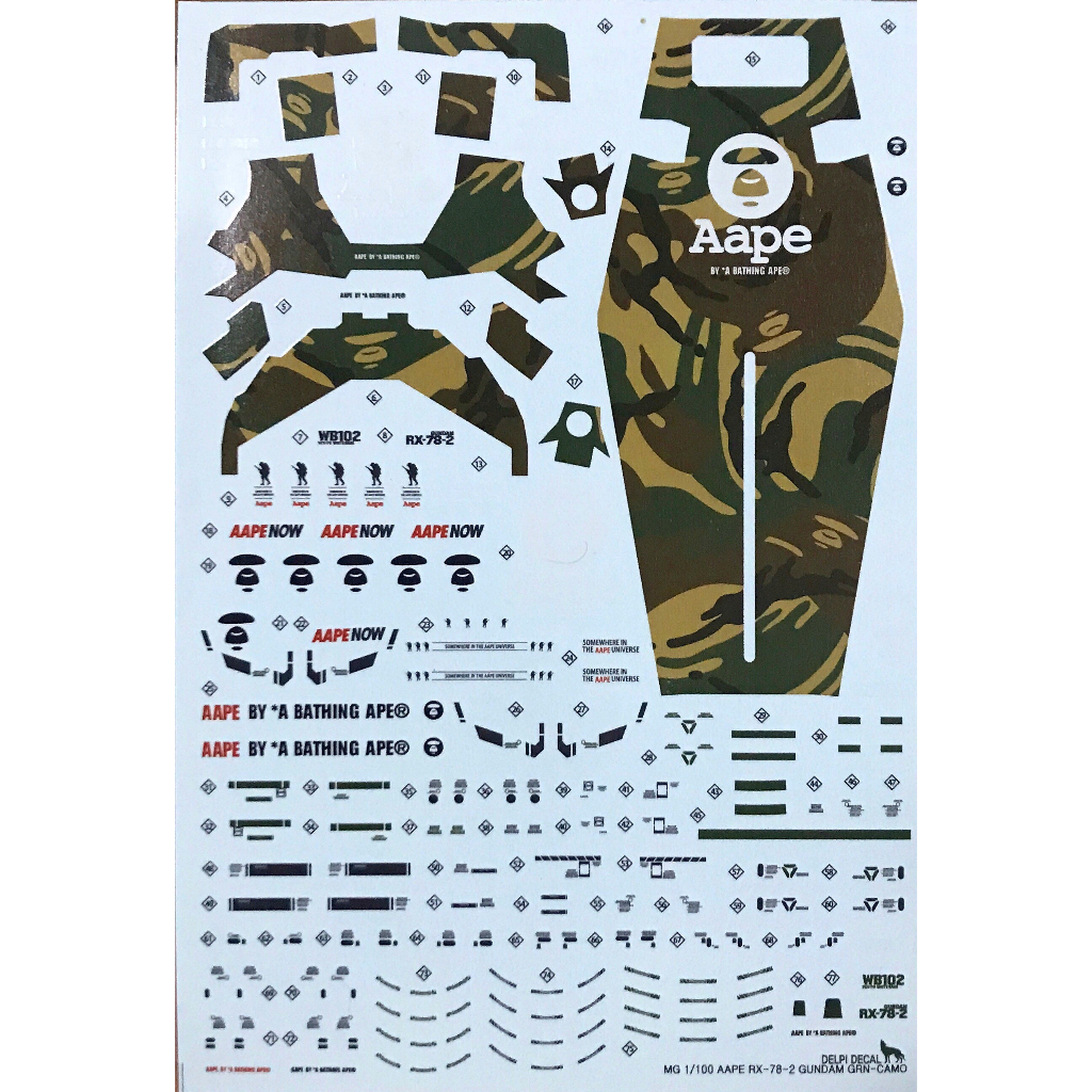 Water Decal Mg AAPE RX-78-2 Gundam GRN-Camo [Delpi Decal] | Shopee Thailand