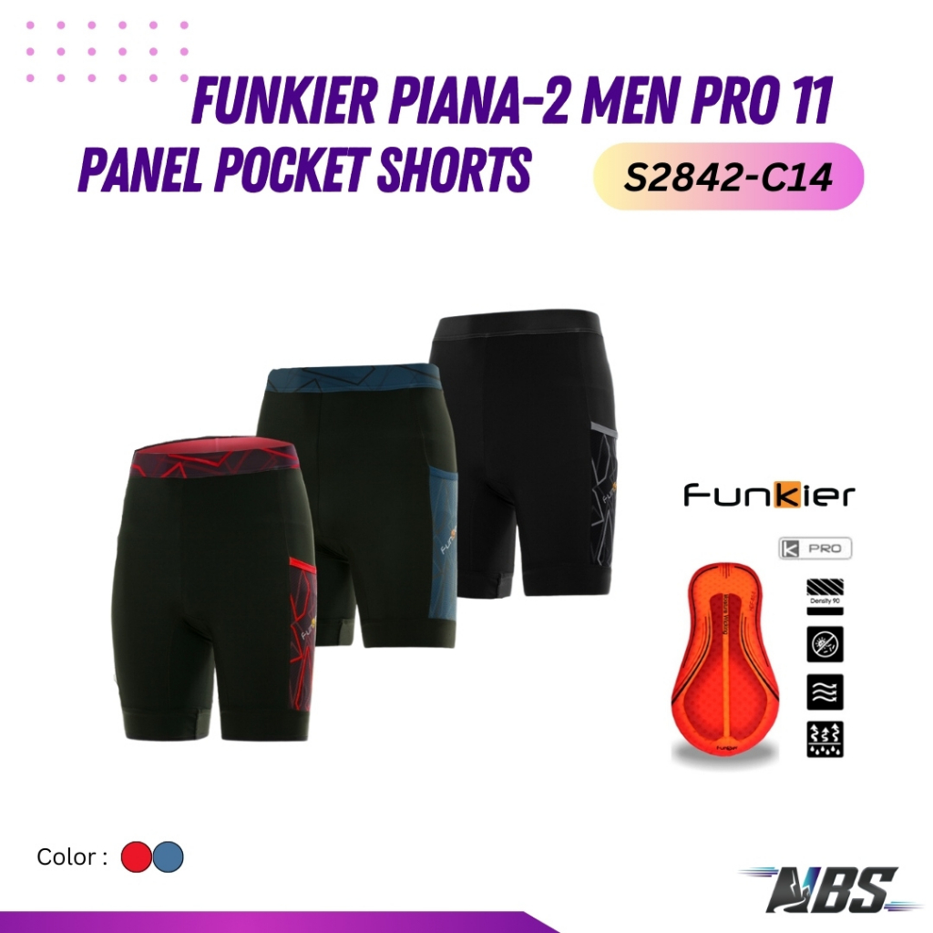กางเกงปั่นจักรยาน Funkier Piana-2 Men Pro 11 Panel Pocket Shorts S2842 ...