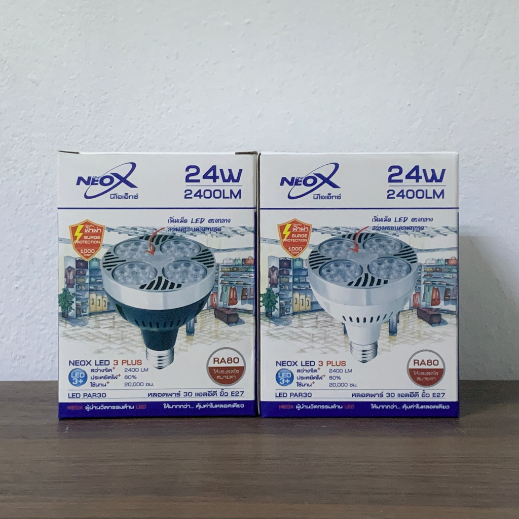 NEOX หลอดไฟ LED PAR30 24W ขั้วE27 บอดี้ ขาว / ดำ แสงวอร์มไวท์ 3000K / แสงคูลไวท์ 4000K / แสงเดย์ ...