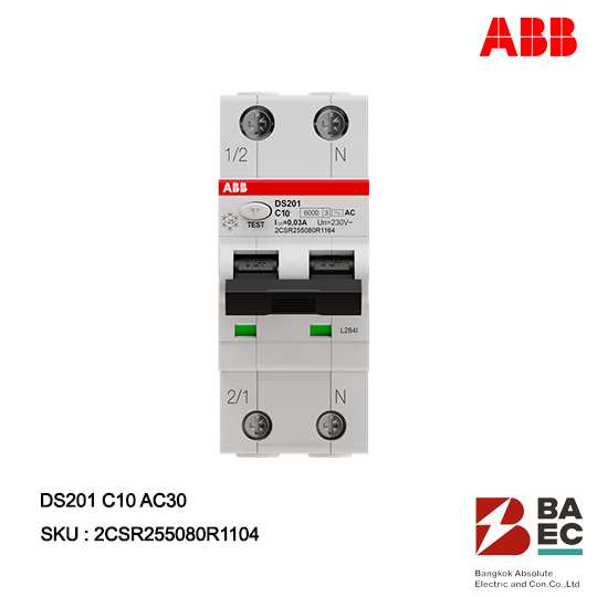 ABB DS201 C10 AC30 Residual Current Circuit Breaker with Overcurrent Protection | Shopee Thailand