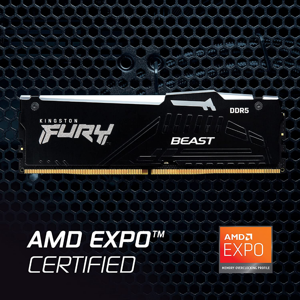 16GB (16GBx1) DDR5 5200MHz RAM (หน่วยความจำ) KINGSTON FURY BEAST DDR5 RGB (AMD EXPO) (BLACK ...