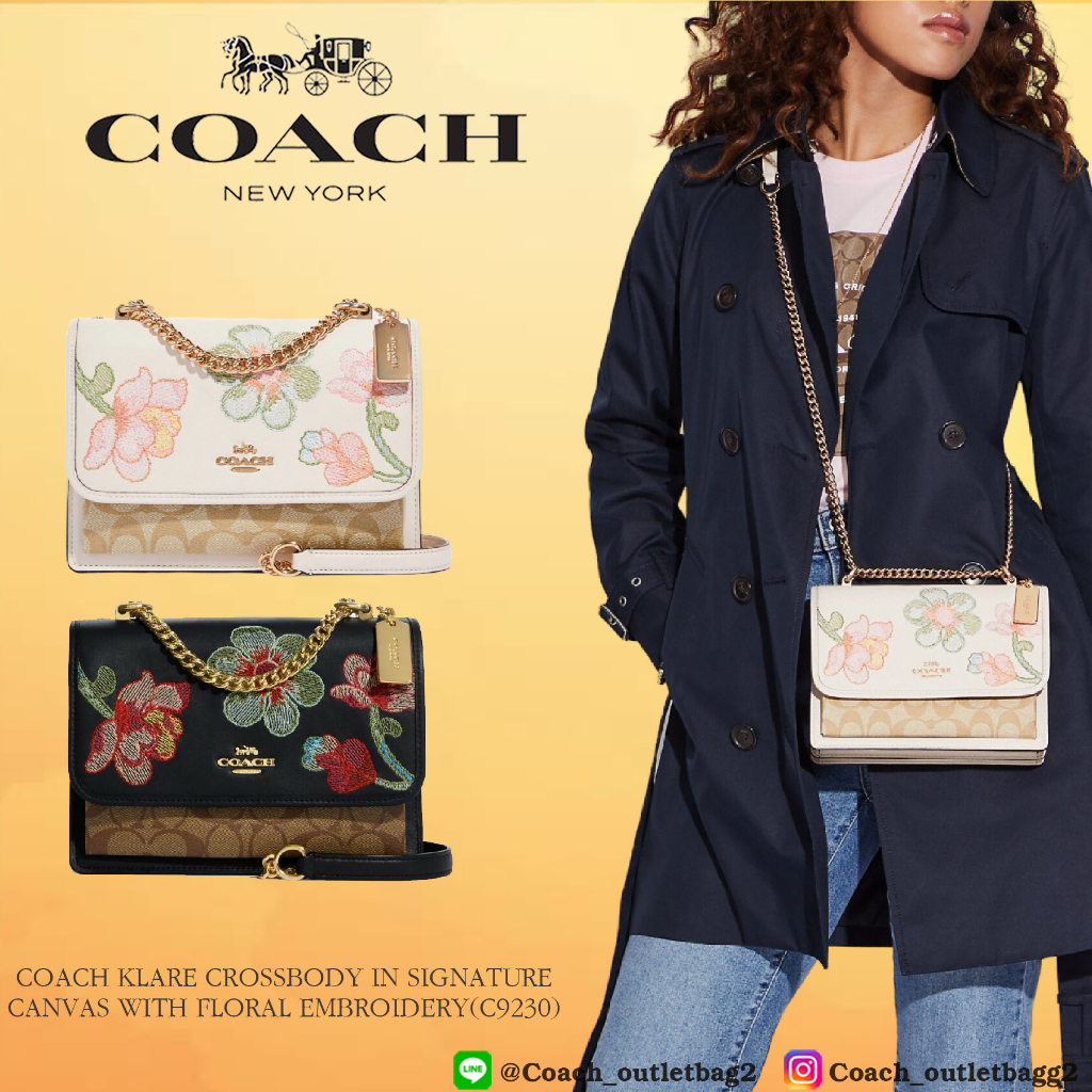 COACH KLARE CROSSBODY IN SIGNATURE CANVAS WITH FLORAL EMBROIDERY (C9230 ...