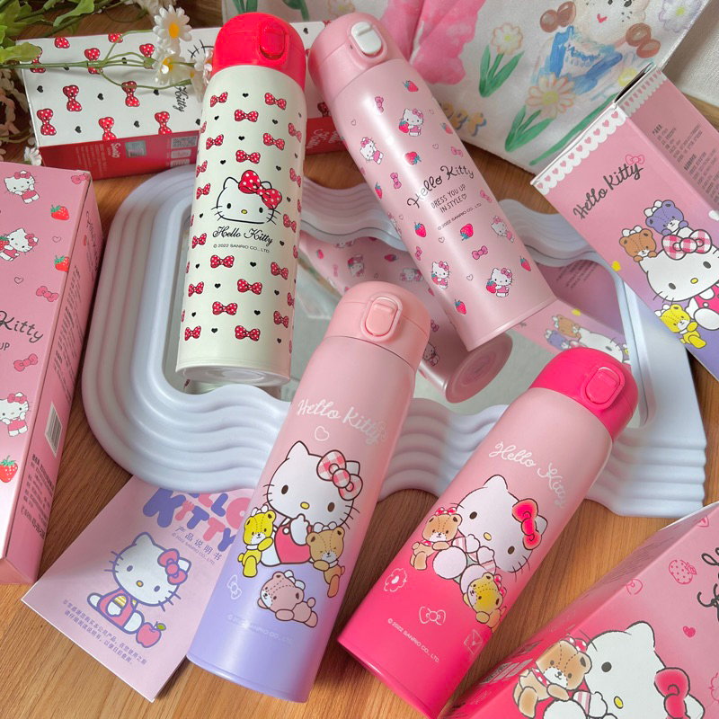 กระติกน้ำเก็บอุณหภูมิ Sanrio Hello Kitty แบบยกดื่ม 480ml. | Shopee Thailand