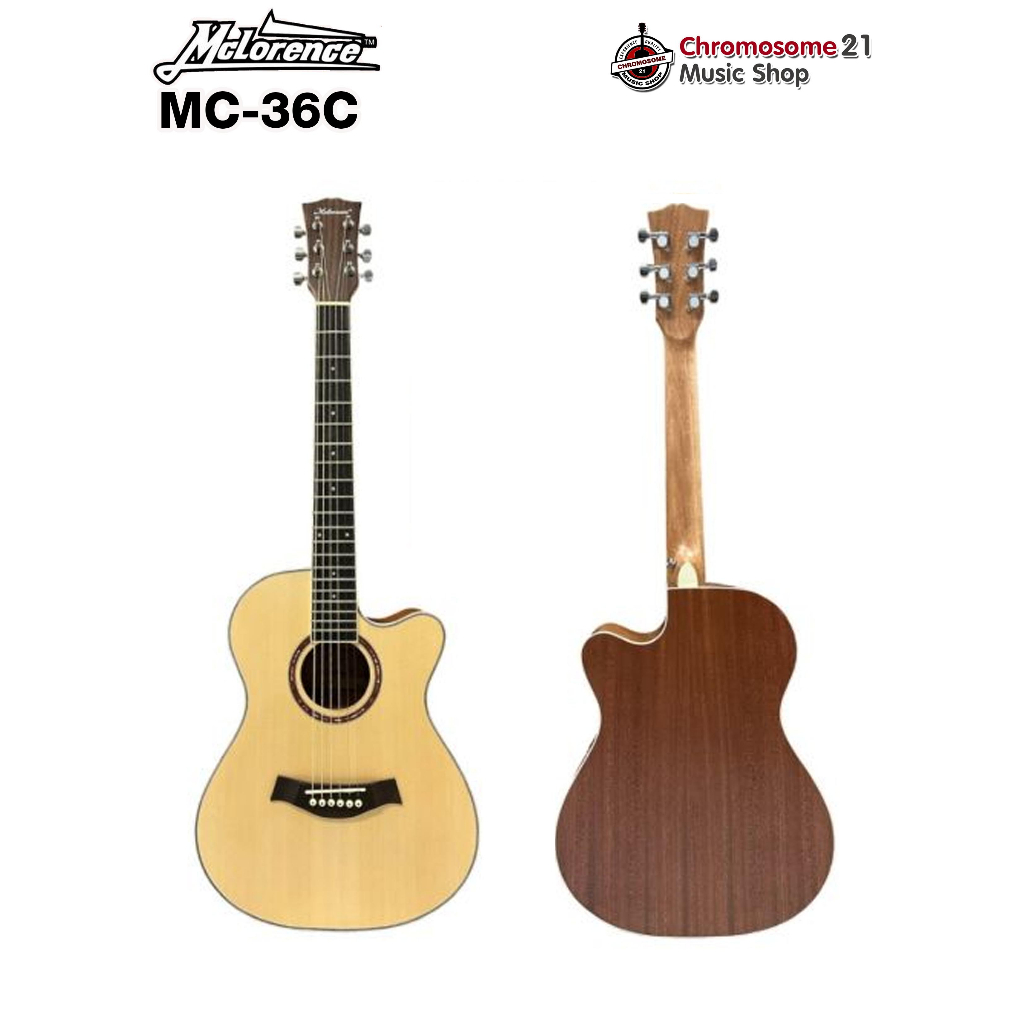 กีตาร์โปร่ง Mclorence MC-36C : 36 นิ้ว สีไม้ เคลือบด้าน | Shopee Thailand