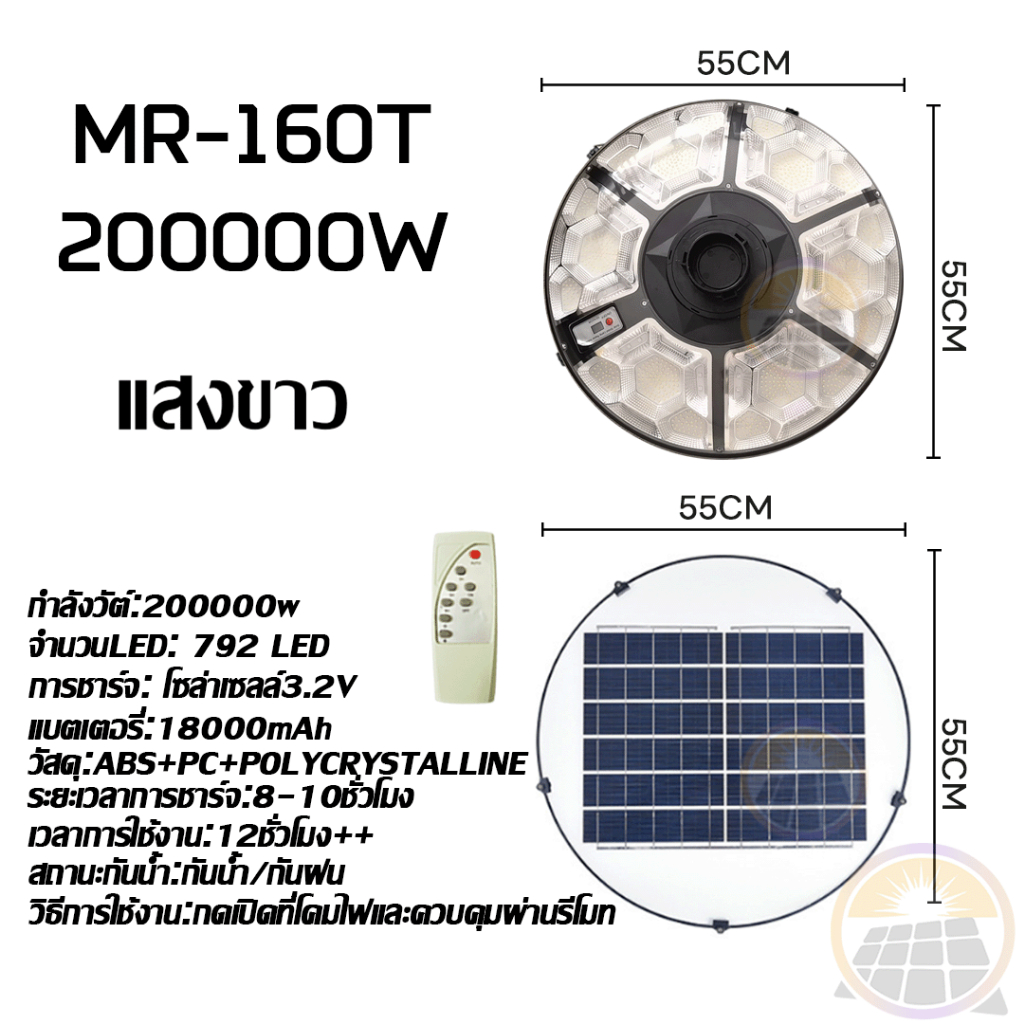 ล่าสุด ไฟโซล่าเซลล์ ufo 200000w โคมไฟถนนโซล่าเซลล์ SMD LED 988 ไฟLED ไฟใหญ่ solar cell ไฟถนน COD ...
