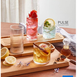แก้ว Ocean Pulse Long Drink B24613 ลายริ้วสไตล์มินิมอล ทรงตรงและบาง ...