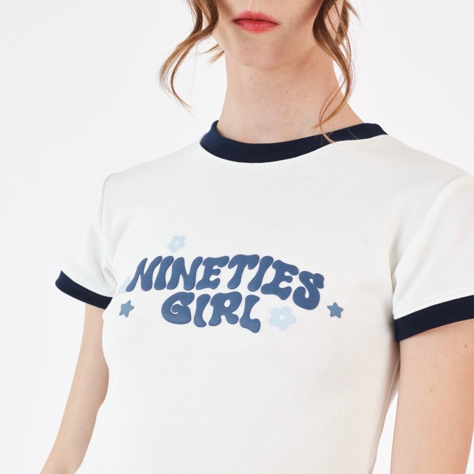 Nineties Design เสื้อครอปมีขอบ รุ่น Nineties Girl (ใส่โค้ด NTDMAR1 ลด ...
